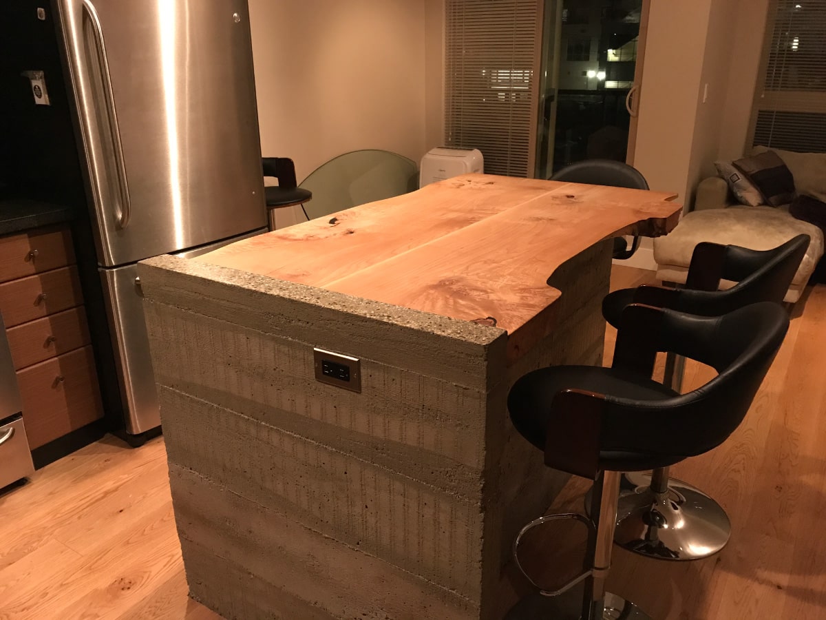 Concrete Natural Live Edge Kitchen Island - Nature Reconstructed