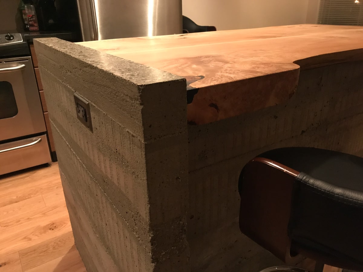 Concrete Natural Live Edge Kitchen Island - Nature Reconstructed